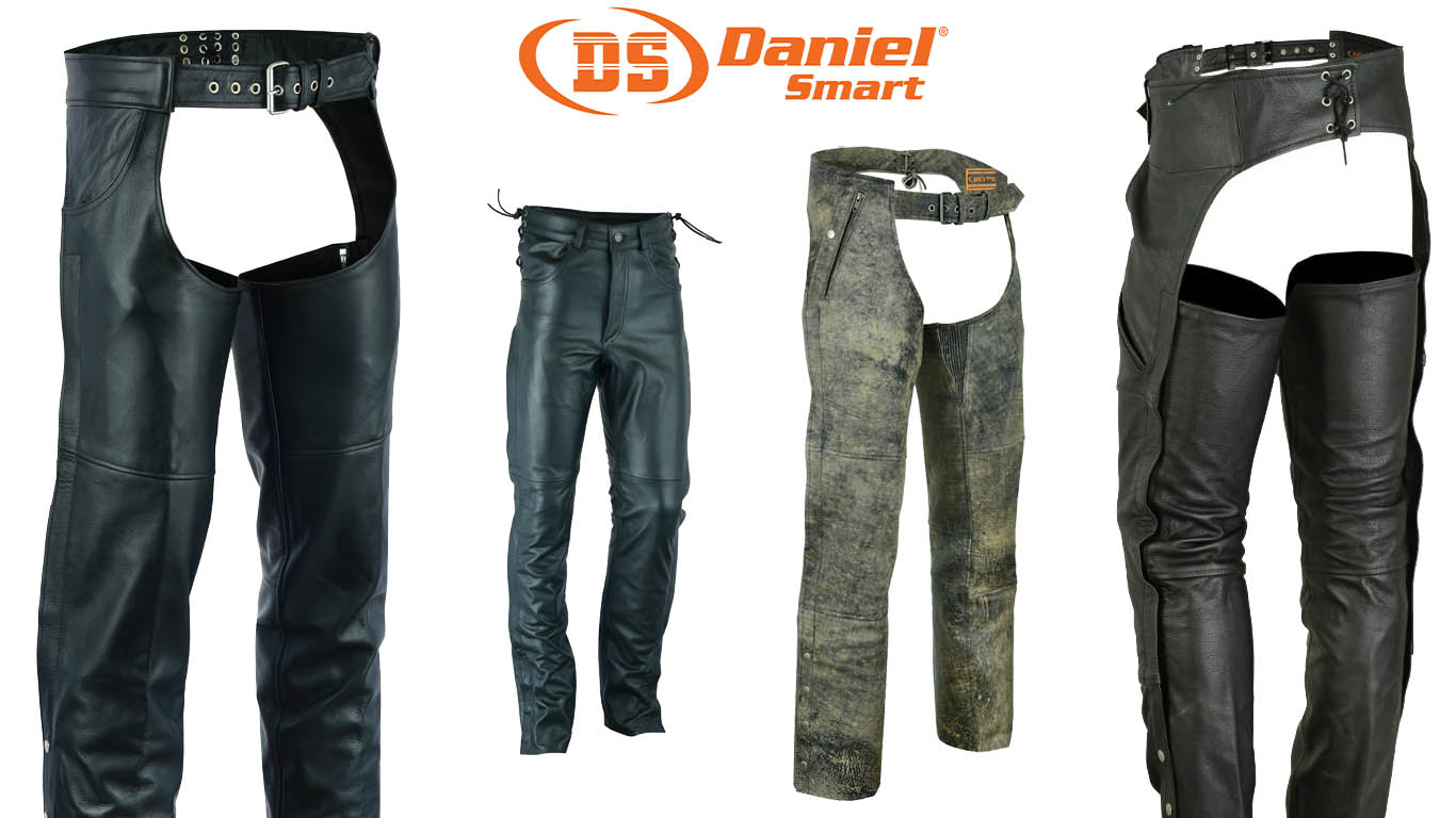 Mens Daniel Smart Leather Motorcycle Chaps The Bikers Den