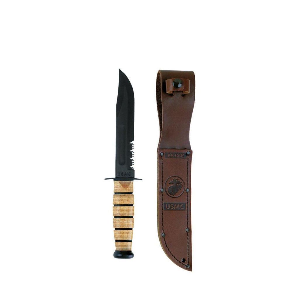 Genuine Ka-Bar USMC Combo Edge Fighting Knife by Rothco - BikersDen