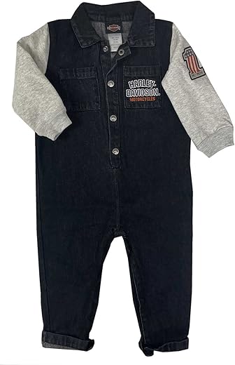 Harley-Davidson Baby Boys' B&S Denim Infant Work Shop Coveralls - Black ...