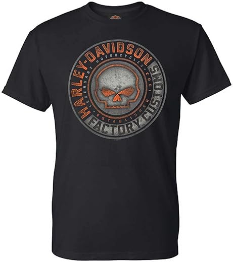 Harley-Davidson Men's Halo Willie G Skull Crew-Neck Short Sleeve T-Shirt - Black - BikersDen