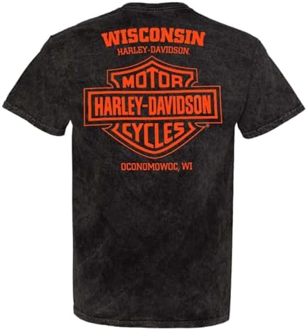 Harley-Davidson Men's Vintage Eagle Crew-Neck Short Sleeve T-Shirt, Wash Black - BikersDen