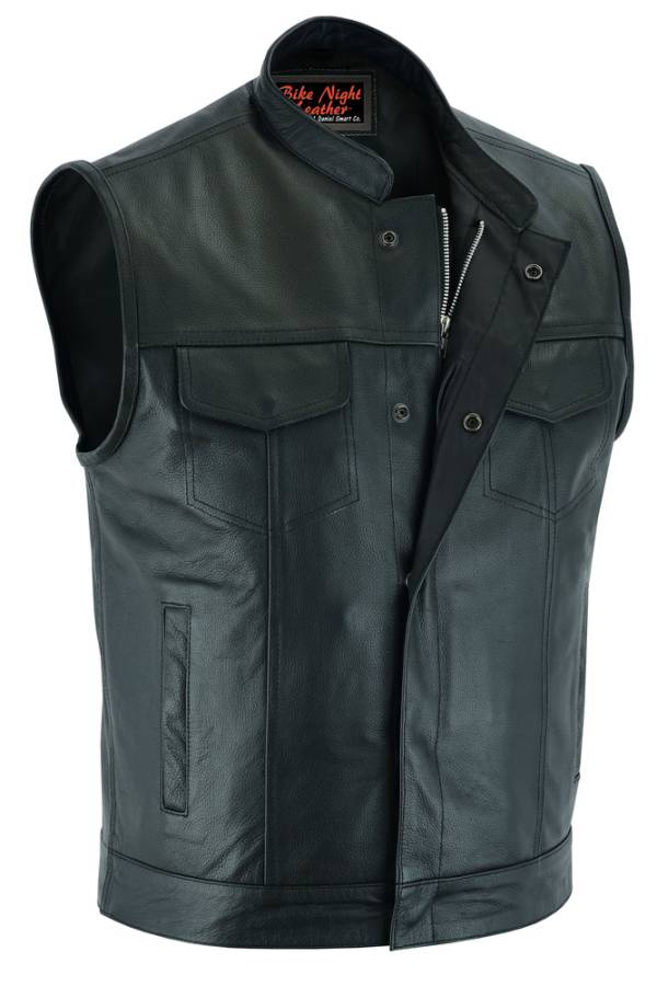 Metro Men's Motorcycle Leather Vest | BikersDen