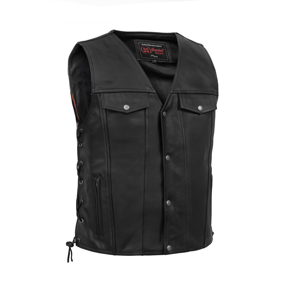 Stormer Men's Motorcycle Leather Vest | BikersDen